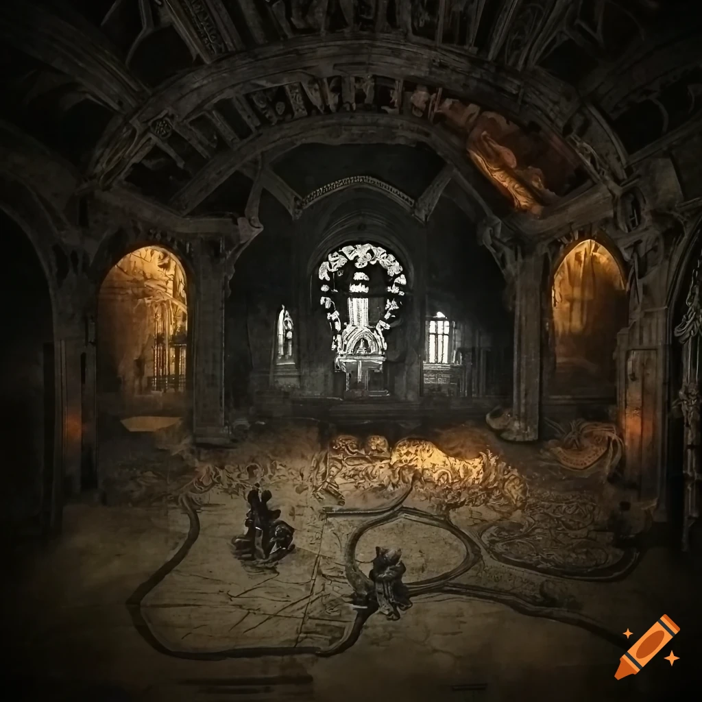 Gothic map of hell's sub-basement with surreal macabre elements on Craiyon