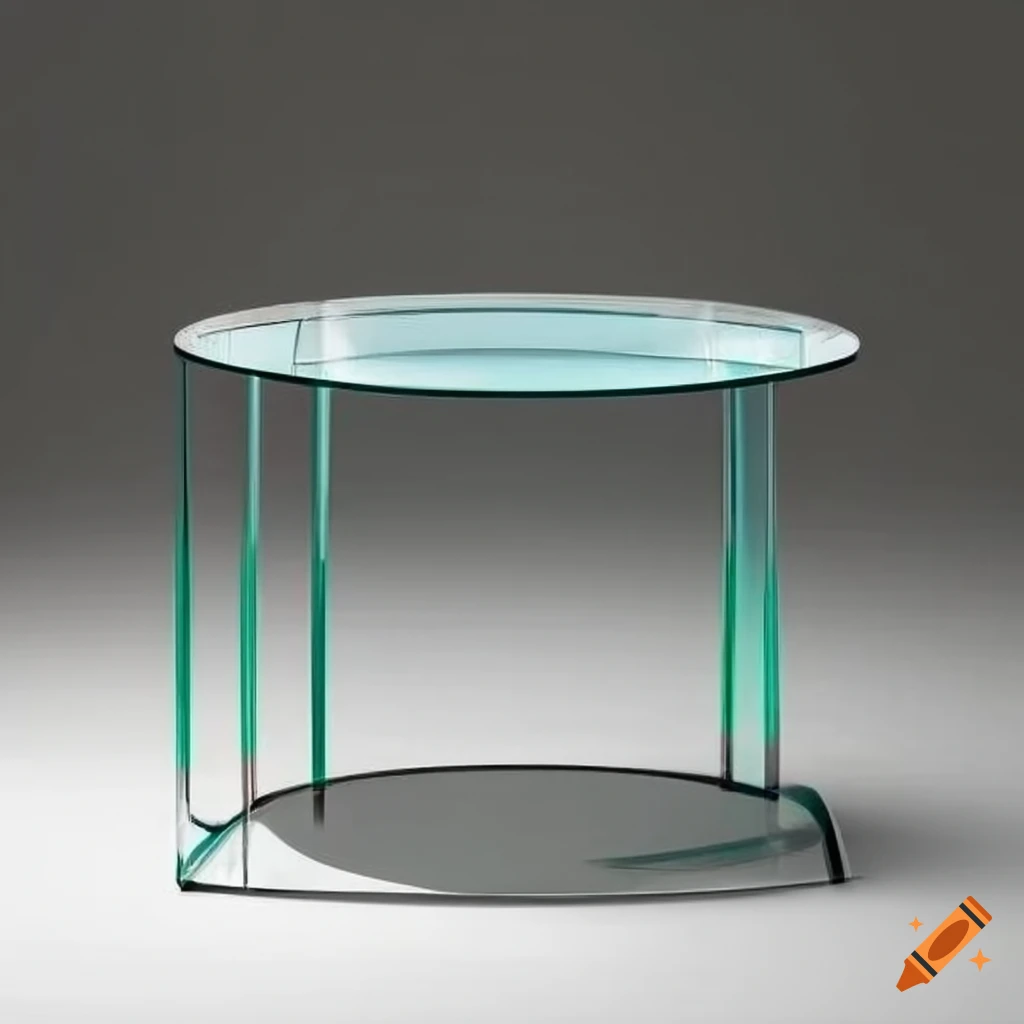 Side view of a table with a glass panel on top on Craiyon