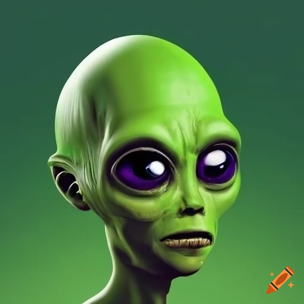 Funny green alien character on Craiyon