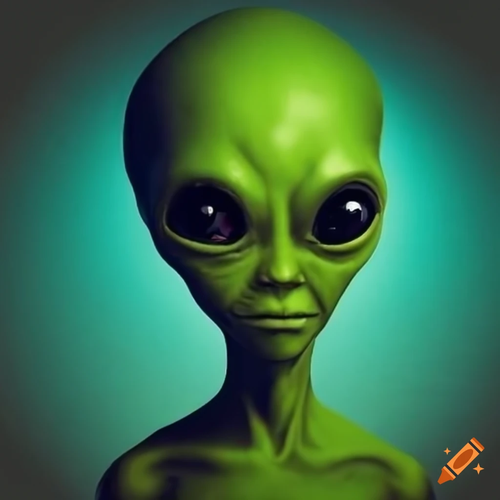 Funny green alien character on Craiyon