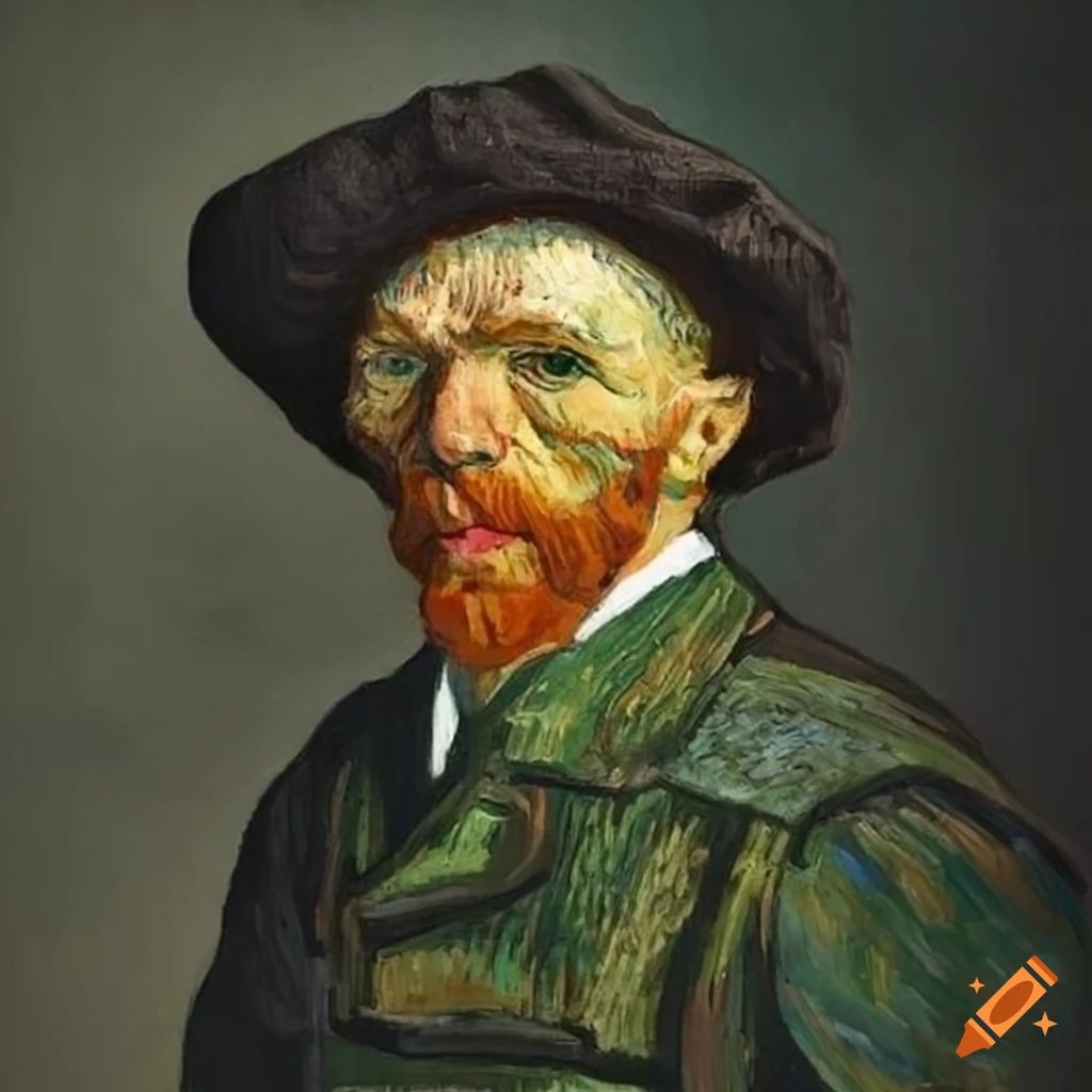 Intricately painted portrait of an elderly man in van gogh style ...