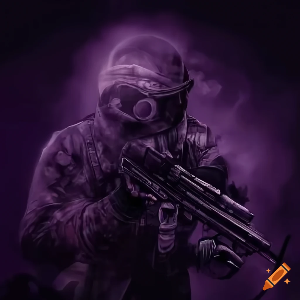 Call Of Duty gamer in war with sniper amidst smoke and fire on Craiyon