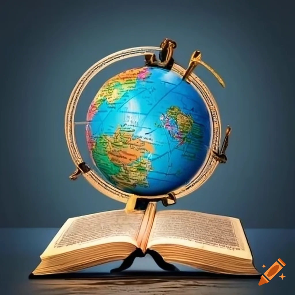 Bible and globe on opposite sides of a bridge on Craiyon