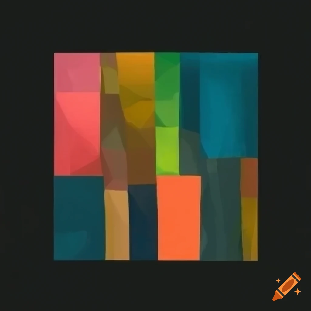 Abstract 2D oil painting with geometric polygonal shapes and muted ...