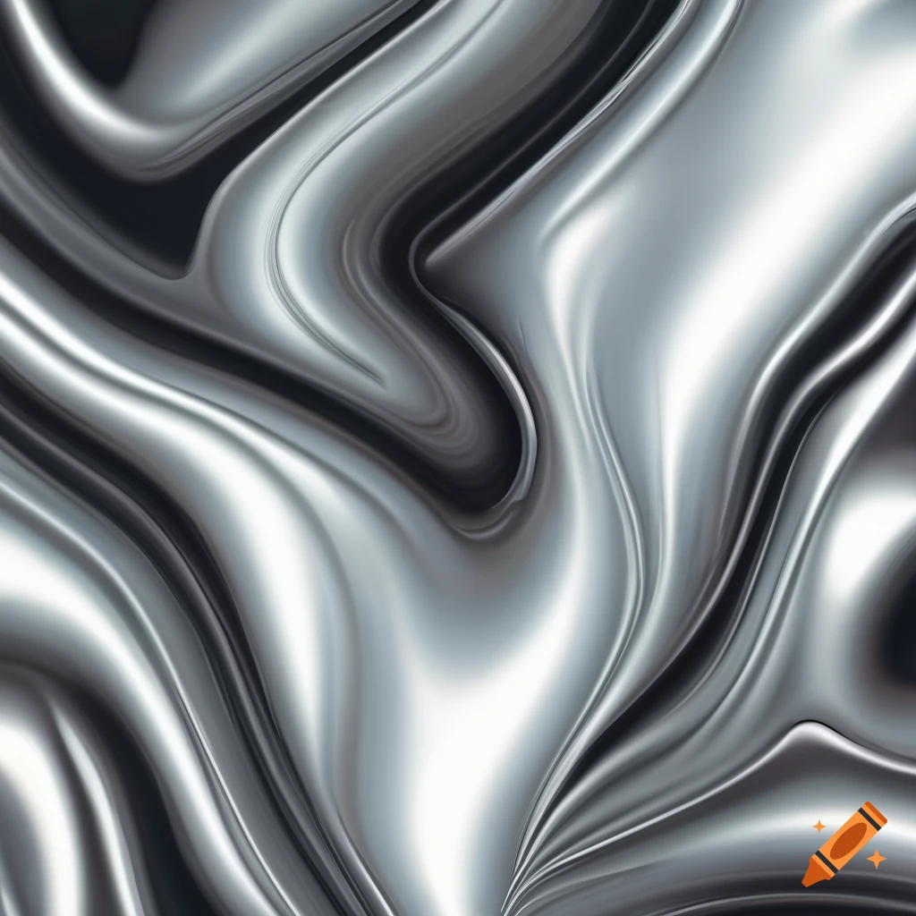 Silver metallic liquid metal texture in graphic design on Craiyon