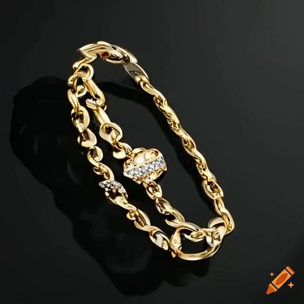 Gold chain link bracelet with diamonds on Craiyon