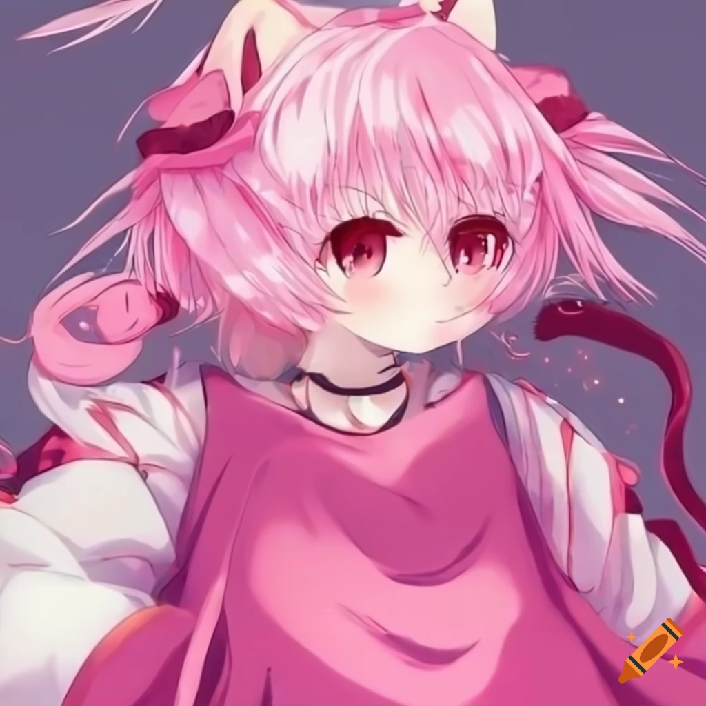 Cute chubby pink anime cat on Craiyon