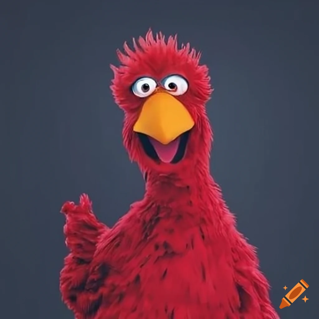 Red big bird from seaseme street portraying an evil character on Craiyon