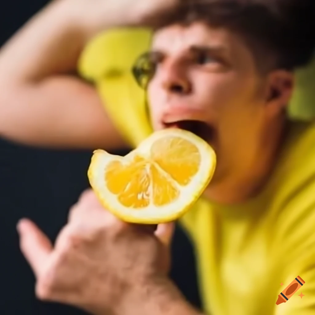 Man getting hit by a lemon on Craiyon