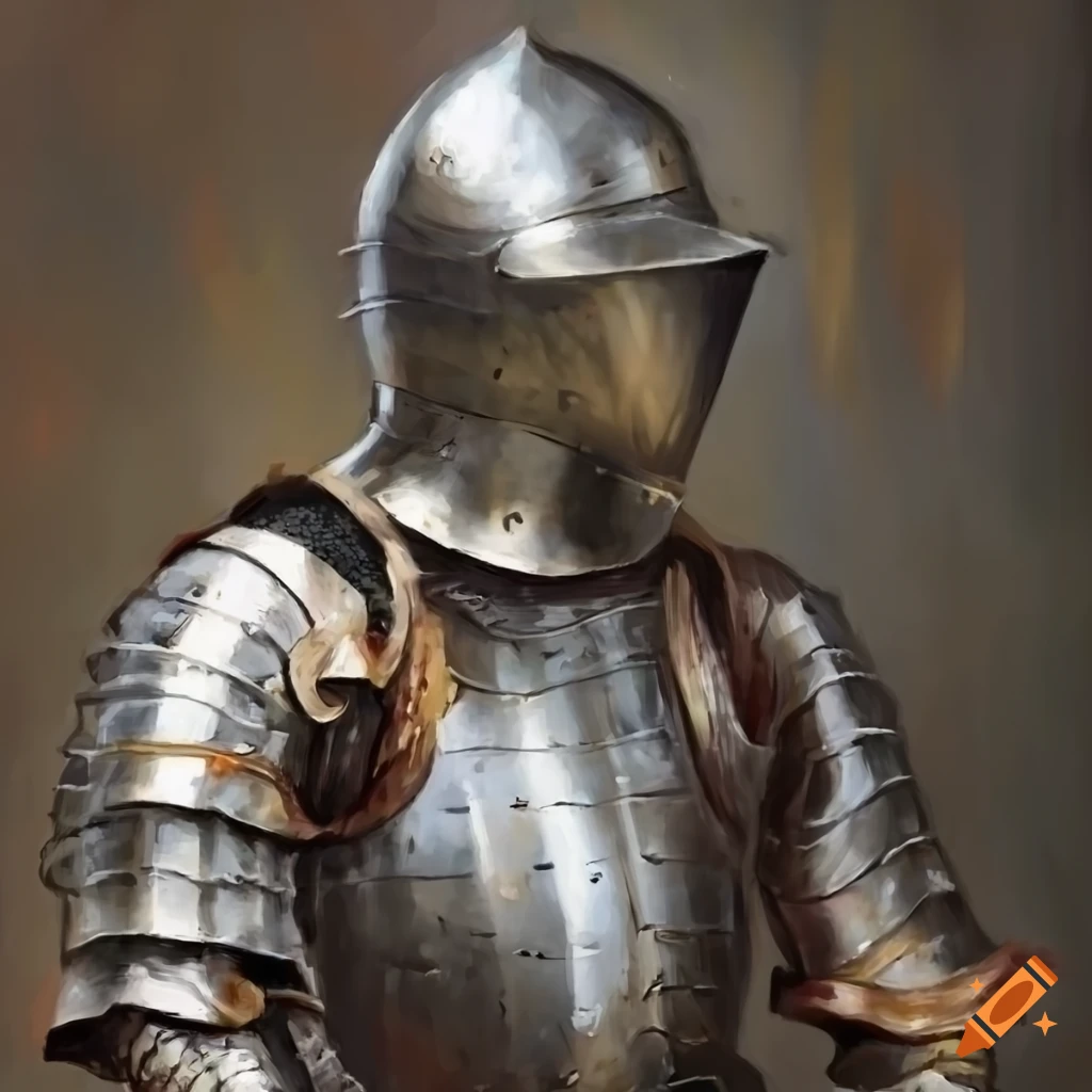 Detailed oil painting of steel plate armor on Craiyon