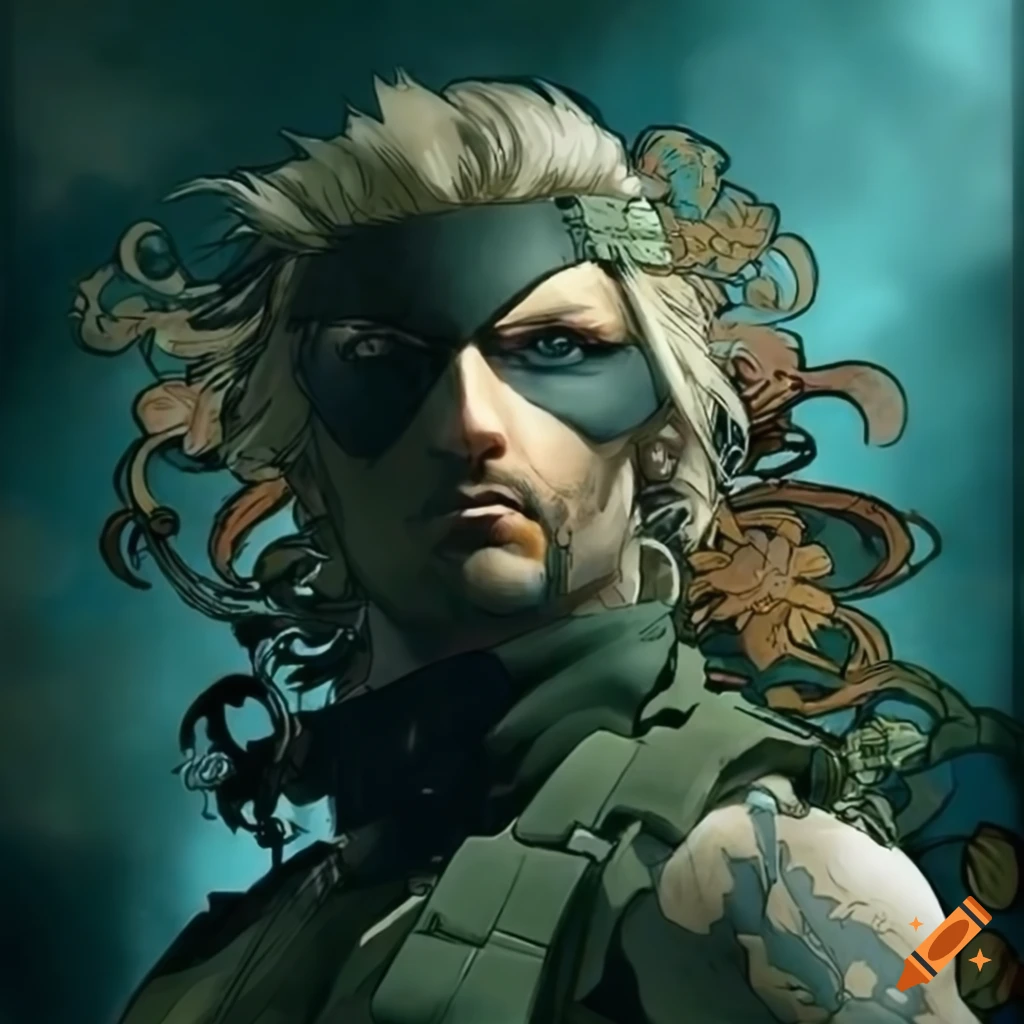 Swedish metal gear solid mecha in alphonse mucha style on Craiyon