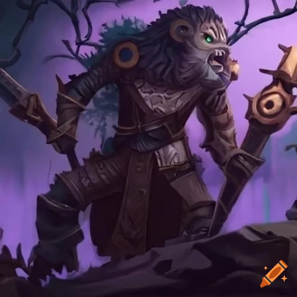 Epic DnD scene with magical glyphs and a gear battle on Craiyon