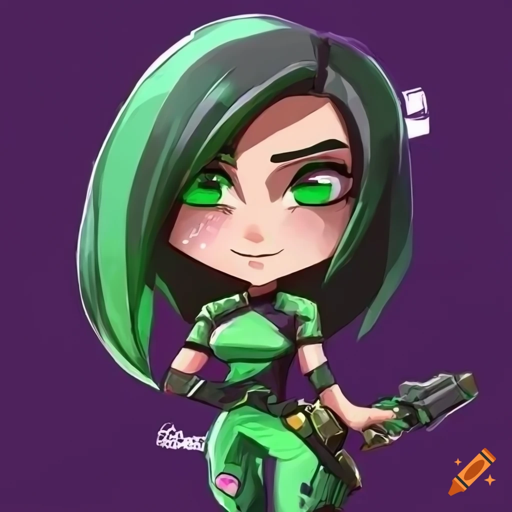 Chibi-style illustration of viper, the valorant agent on Craiyon