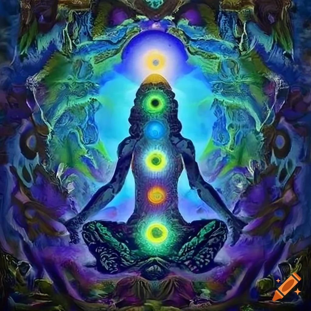 Artistic representation of chakras aligning with game levels on a ...