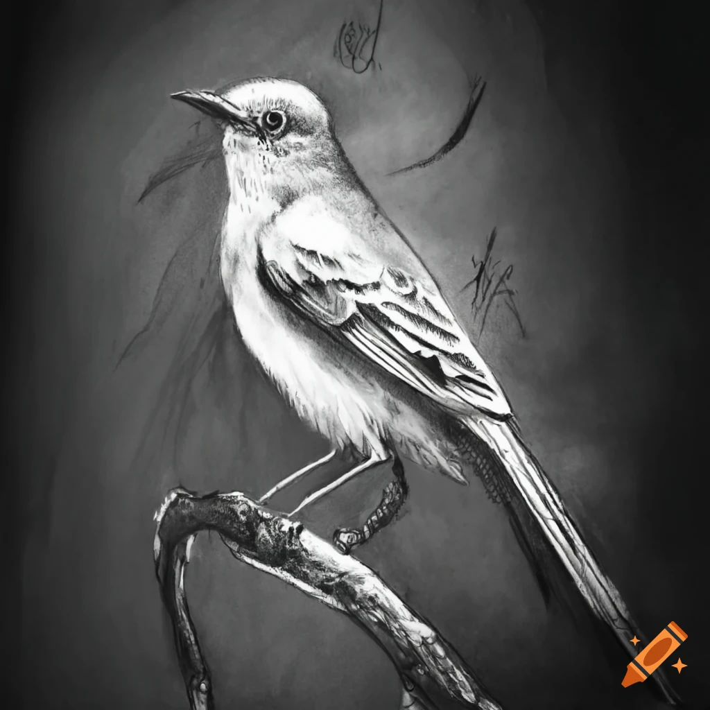 Flying mockingbird tattoo sketch on Craiyon