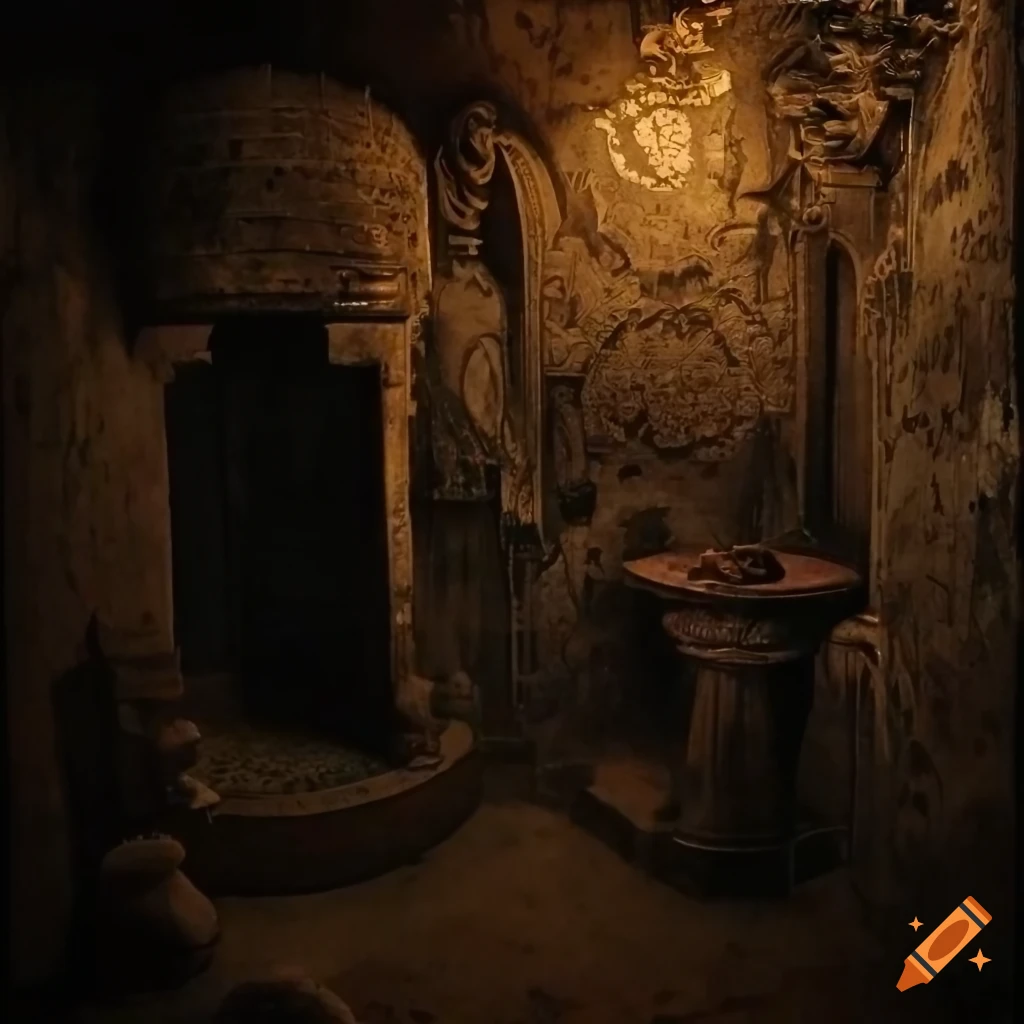 Map of Hell's sub-basement with Gothic and surreal macabre elements on Craiyon