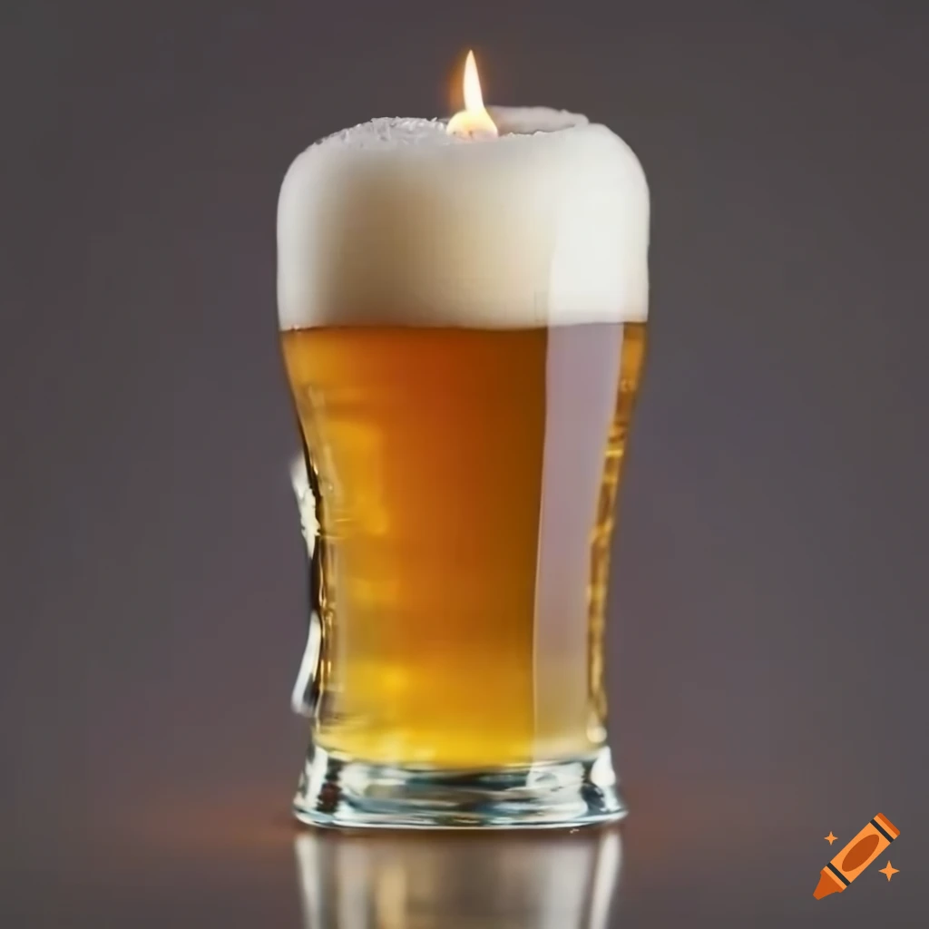Beer glass with a lit candle in a minimalistic style on Craiyon