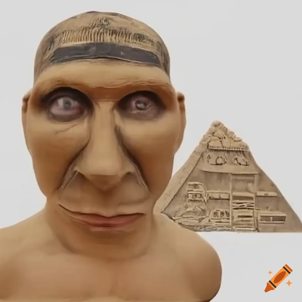 Giant man with egyptian pyramid head and central eye on Craiyon