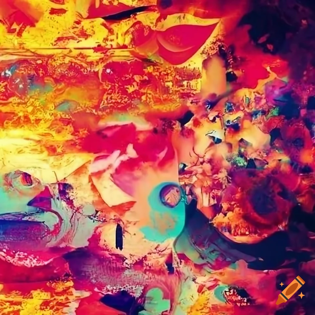 Collage wallpaper representing chaos on Craiyon