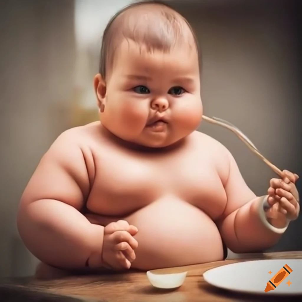 Chubby baby enjoying food on Craiyon