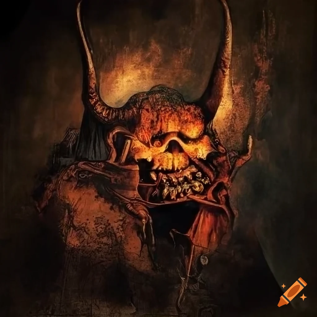 Color-coded gothic map of hell's sub-basement with macabre elements on ...