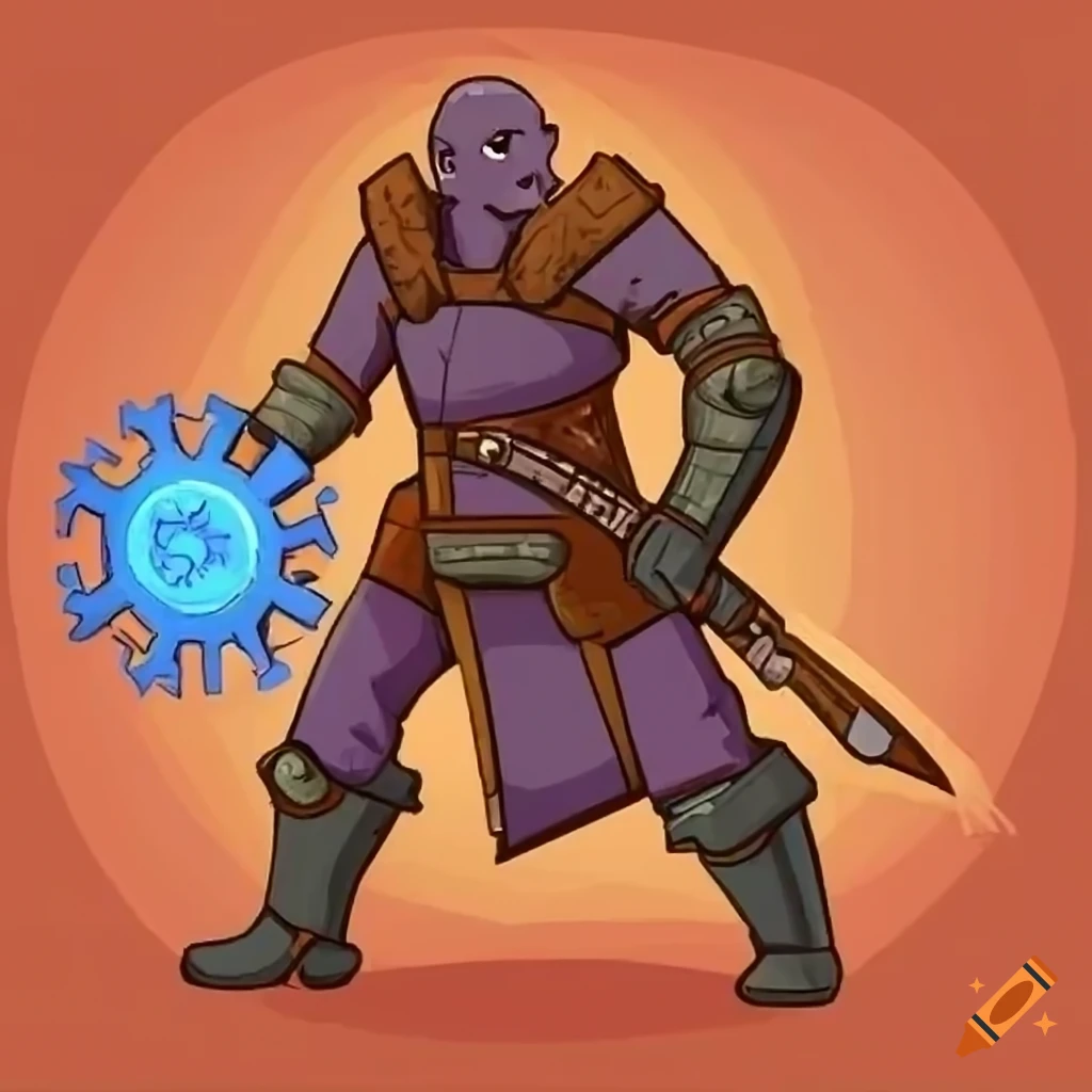 Cartoon style dnd gears and glyphs moving with lightning in a fight ...