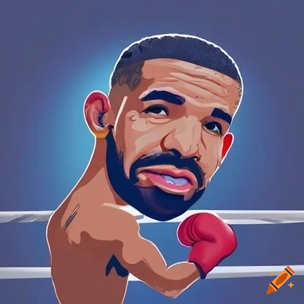 Disney Pixar style illustration of rapper Drake in a boxing ring on Craiyon