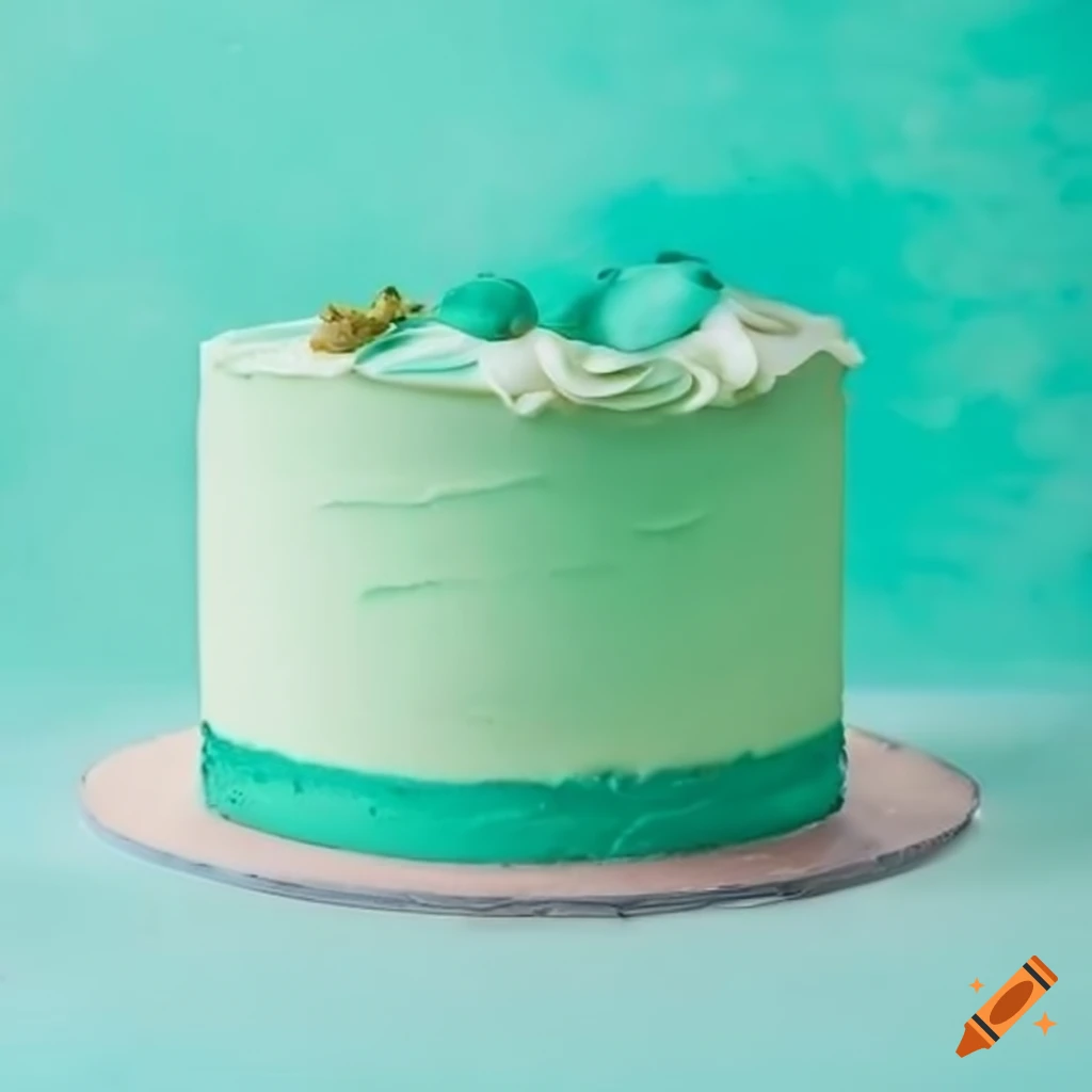 White cake with green teal bottom layer on Craiyon