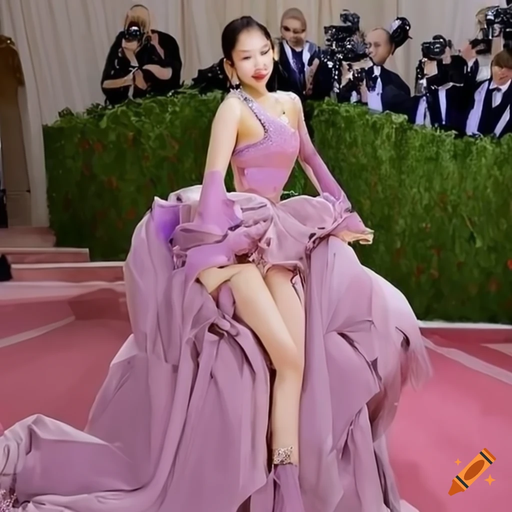 Jennie from blackpink at the 2020 met gala in full outfit on Craiyon