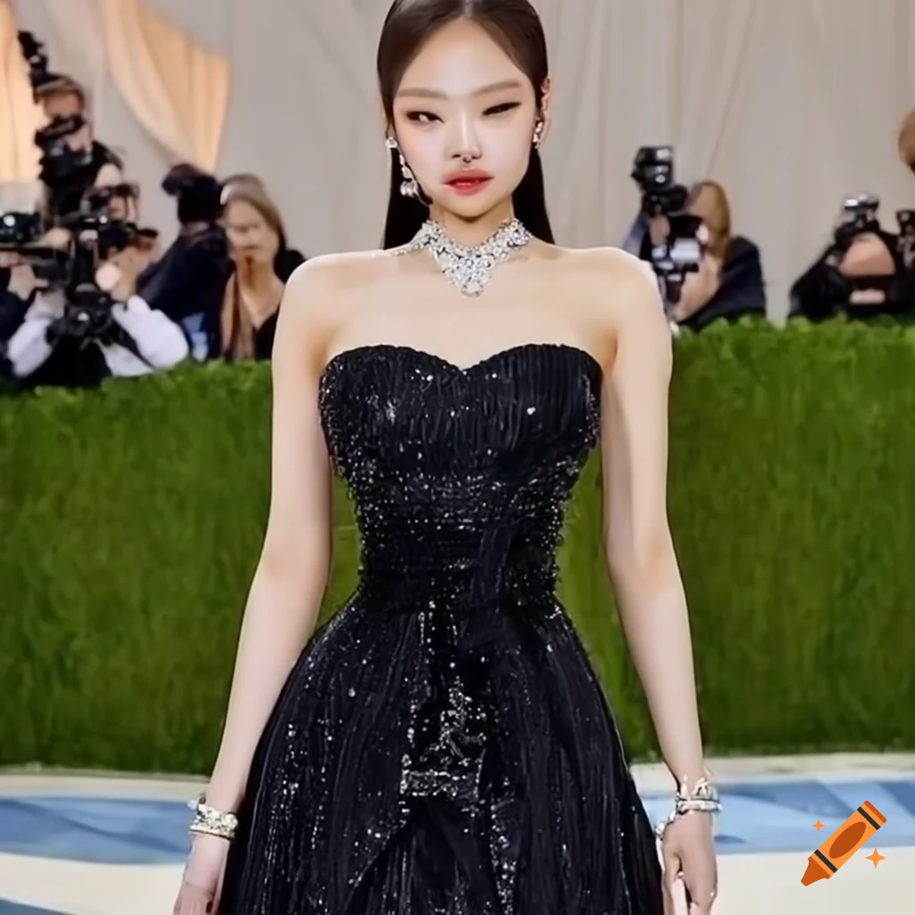 Jennie from blackpink in 2023 met gala full outfit on Craiyon