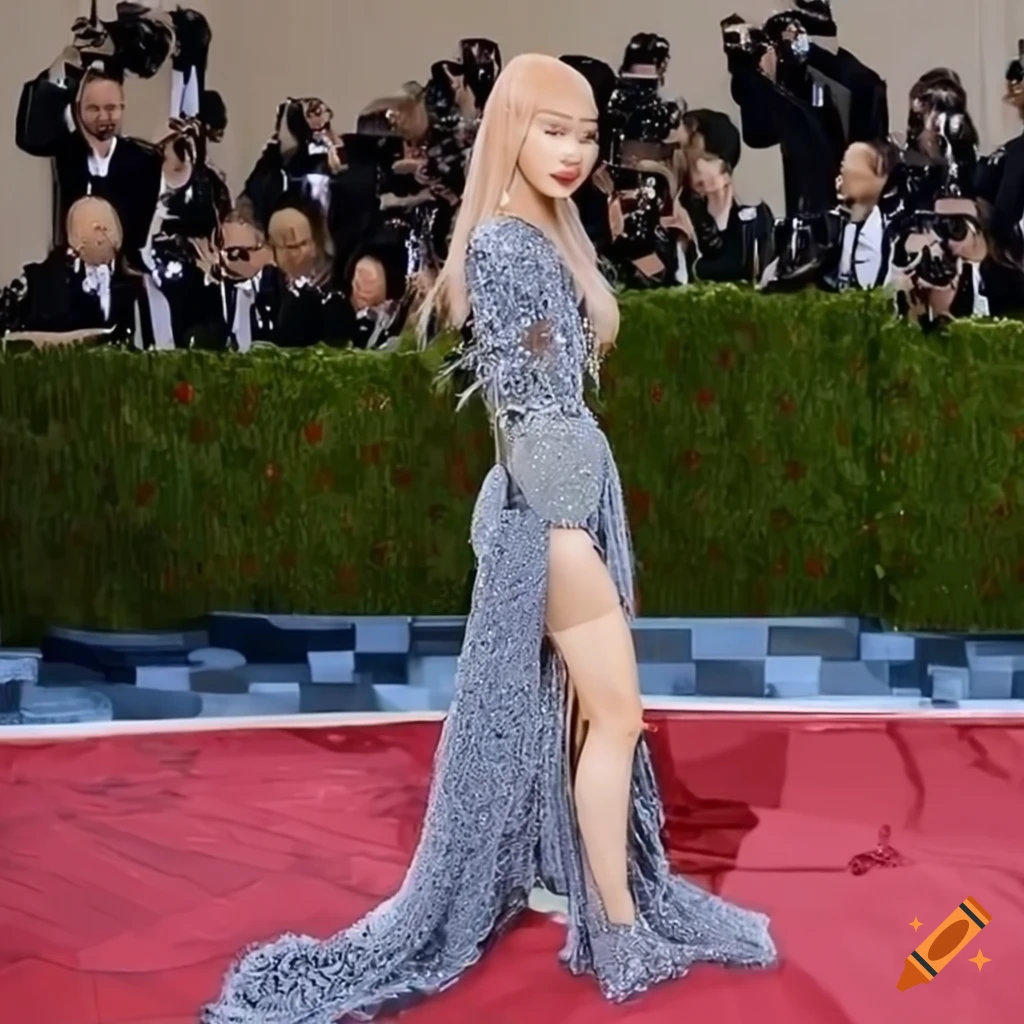 Rosé from Blackpink in a stylish full-body outfit at the 2022 MET Gala on Craiyon