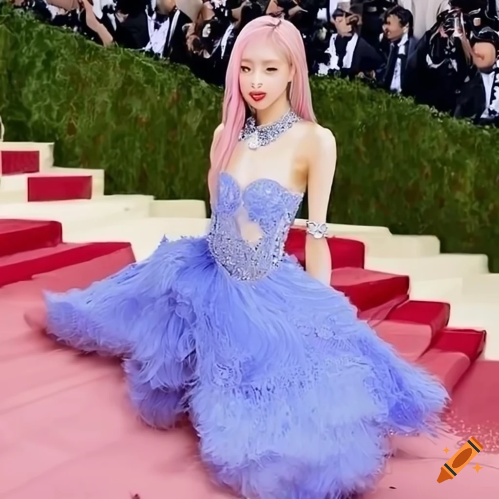 Blackpink Rosé in Periwinkle MET Gala outfit on Craiyon