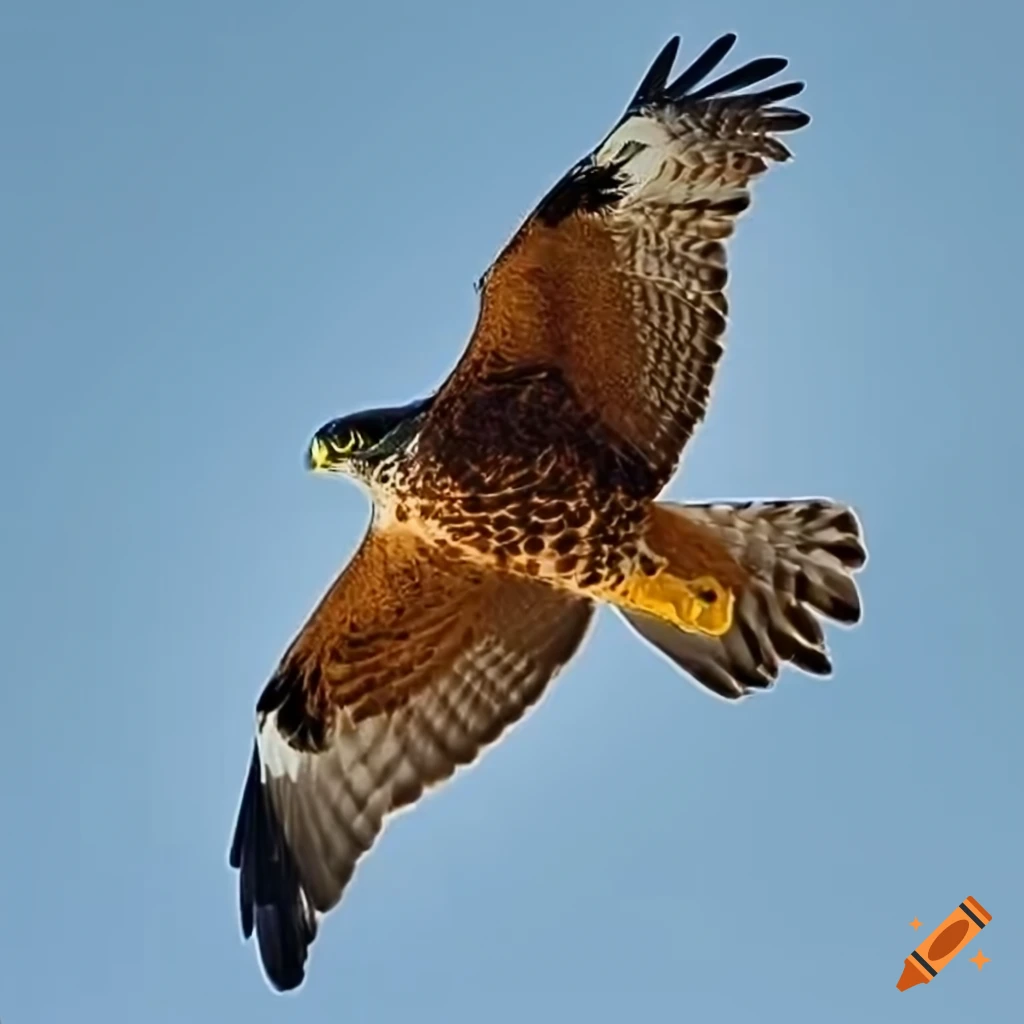 Soaring hawk in the sky on Craiyon
