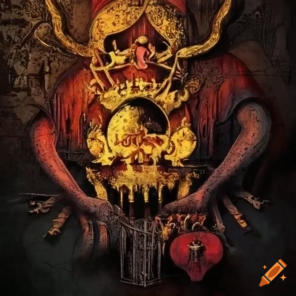 Color-coded gothic map of Hell's sub-basement with macabre elements on ...