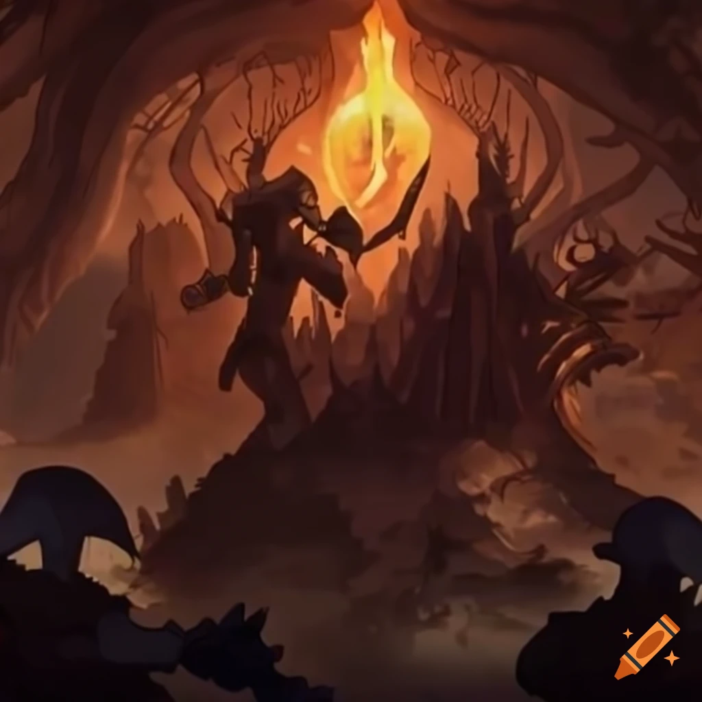 Epic DnD scene with magical glyphs and gear battle on Craiyon