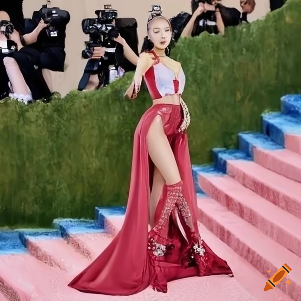 Blackpink Jennie in Art Deco full body outfit at the Met Gala on Craiyon