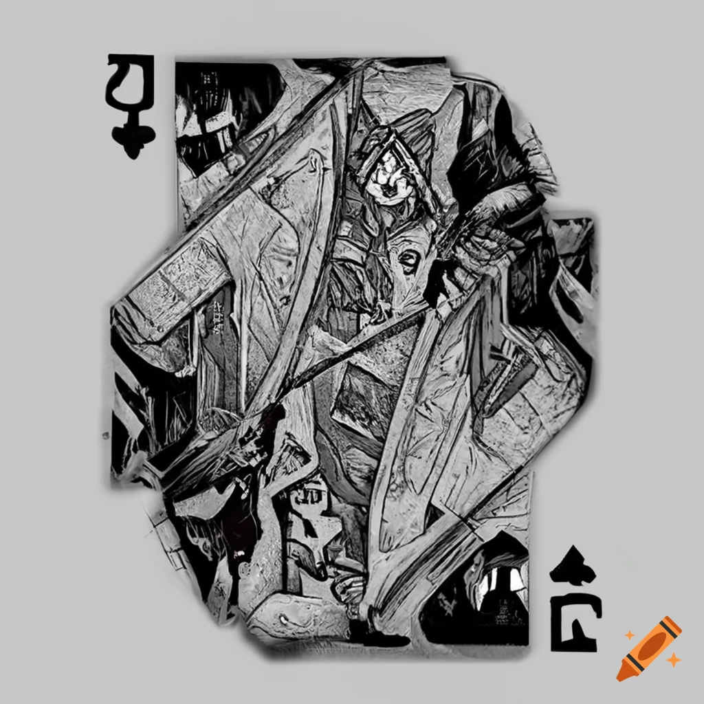 Black punk playing card on white background on Craiyon
