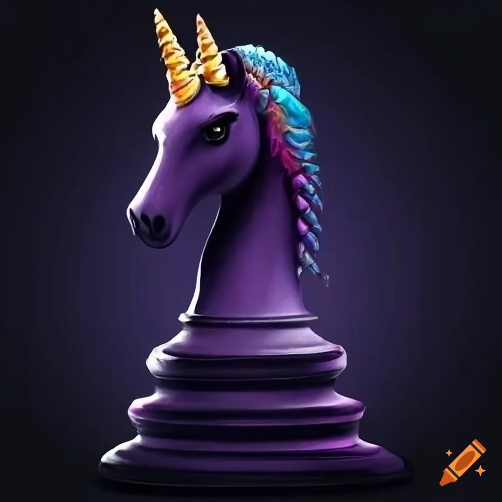 Unicorn knight chess piece on Craiyon
