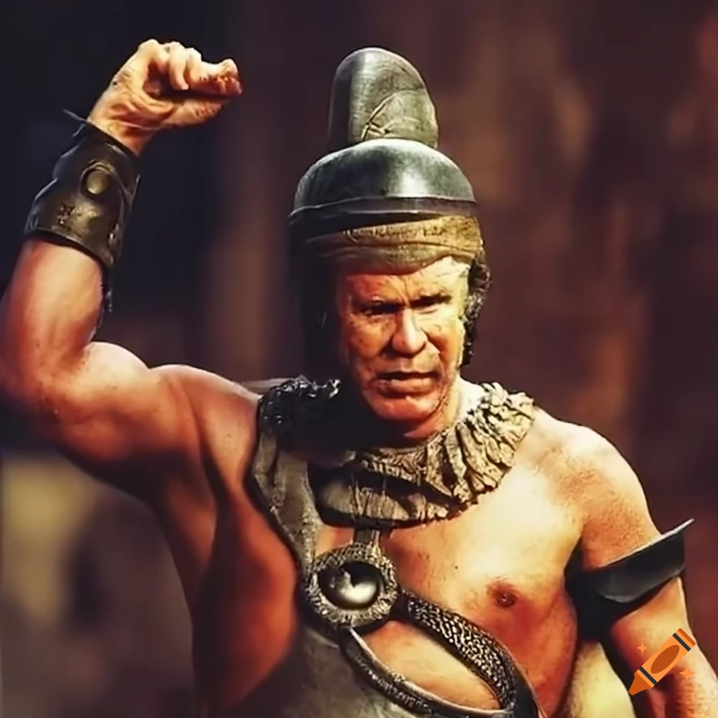 Ferrell and Reilly in comedic gladiator-style fight scene on Craiyon