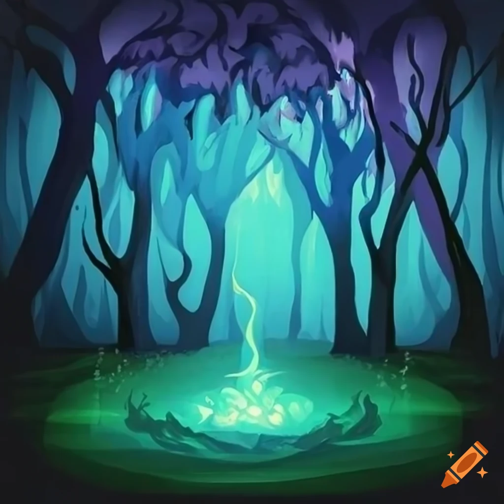 Magical forest with glowing nature and mystical creatures on Craiyon