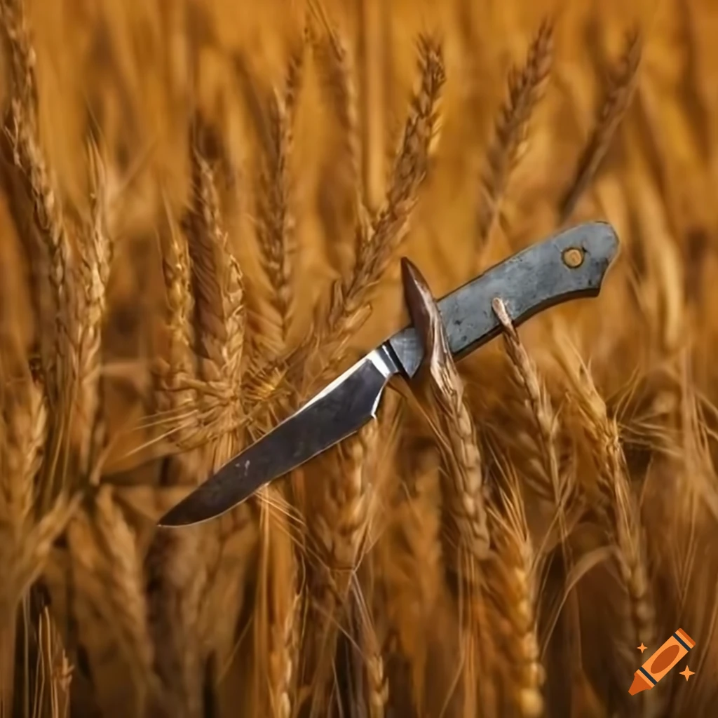Rustic still life with a knife in a wheat field on Craiyon