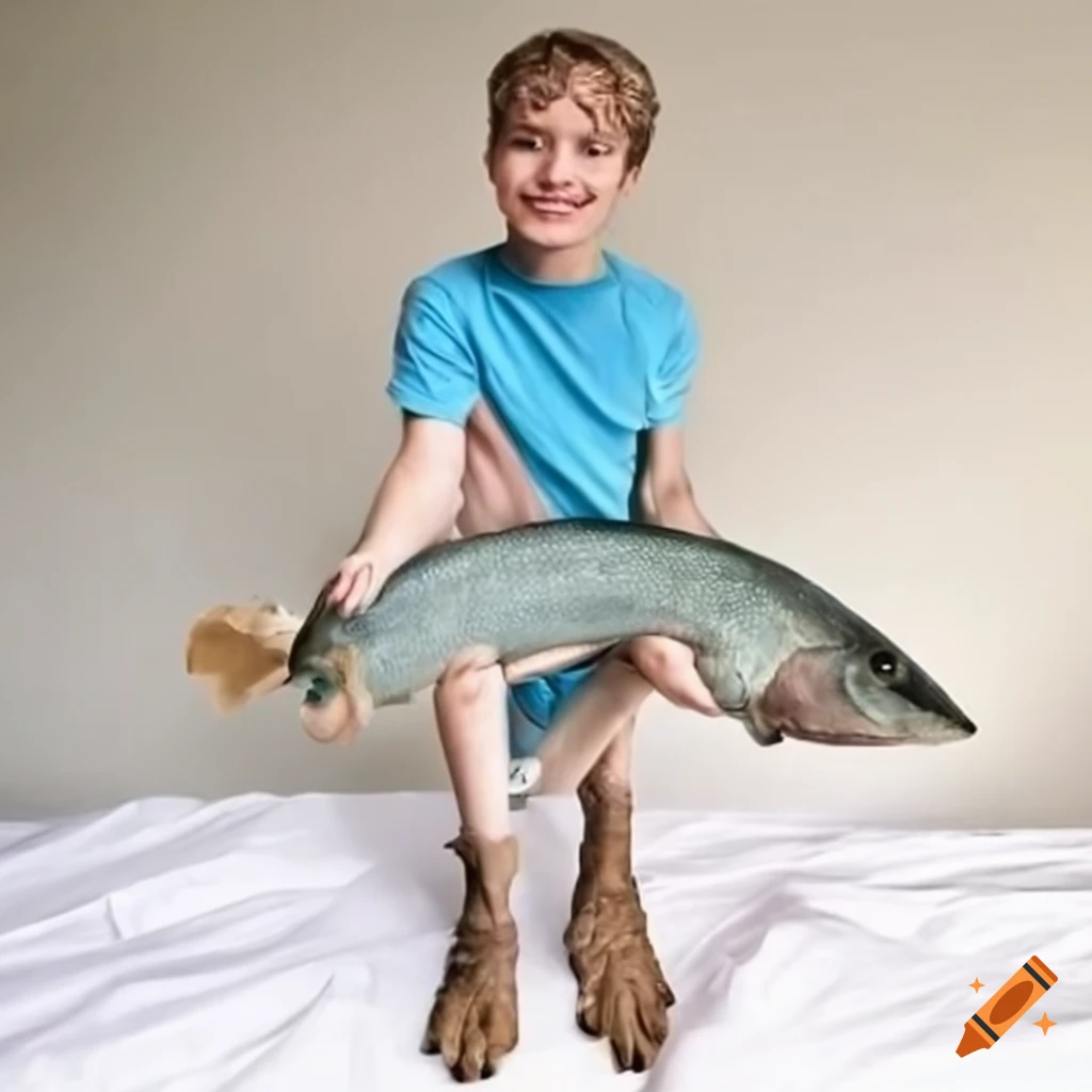 Fish with human legs on Craiyon