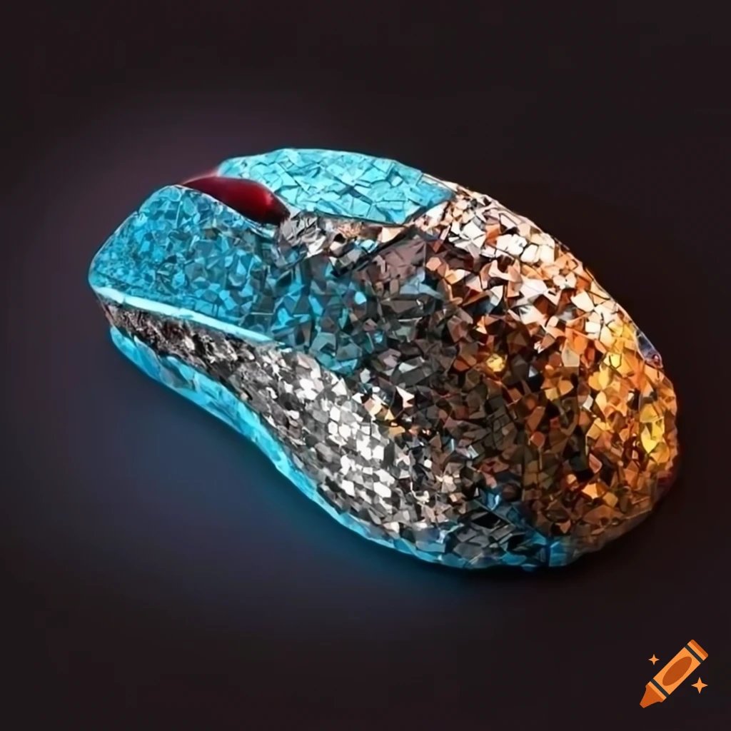 Unique computer mouse made of meteorite and smalt mosaic on Craiyon