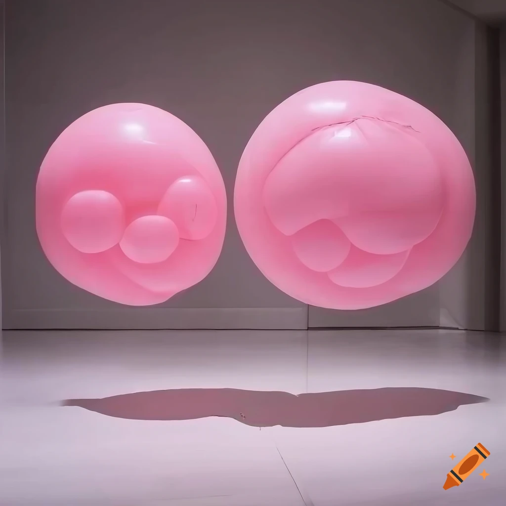 Art installation with inflatable kinetic sculptures in a gallery ...