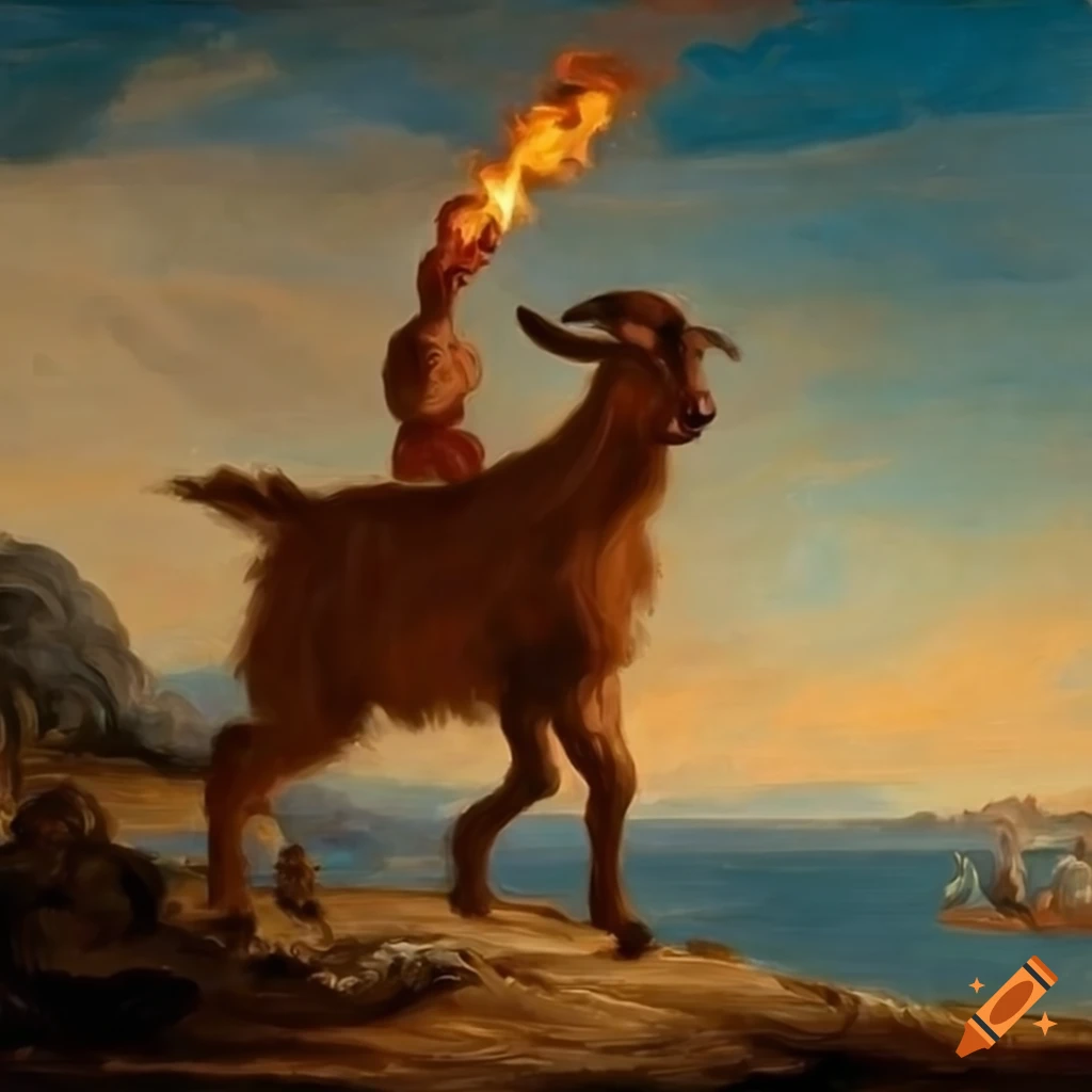 Billy goat riding trottinette brings olympic flame to athens in rubens ...