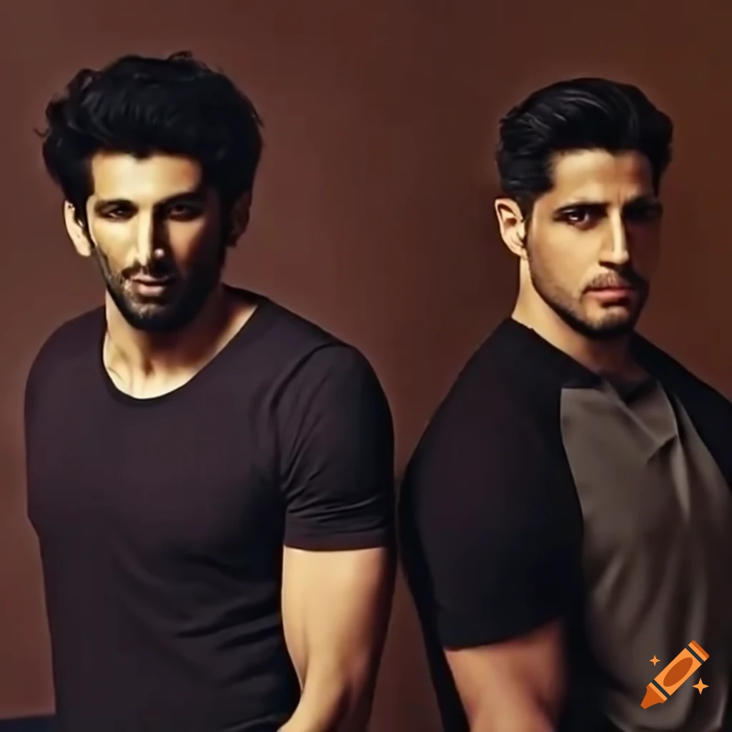 Intense scene with actors Aditya Roy Kapur and Sidharth Malhotra on Craiyon