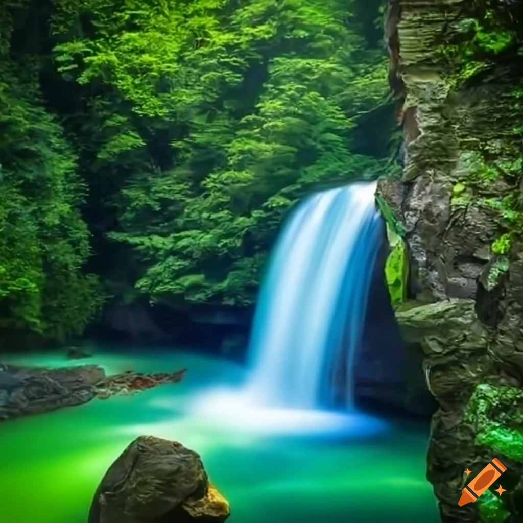 Crystal clear waterfall on Craiyon
