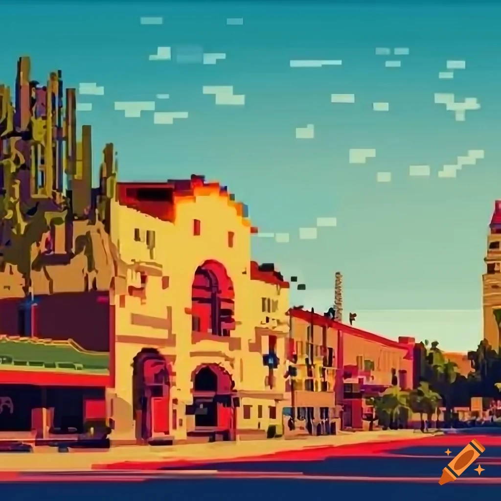 Pixel art depiction of the stanford theatre in palo alto, california on ...