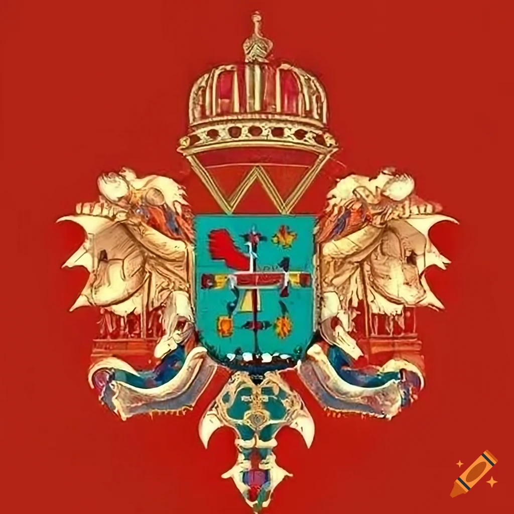 Red shield with modern elements representing the spiritual and temporal ...