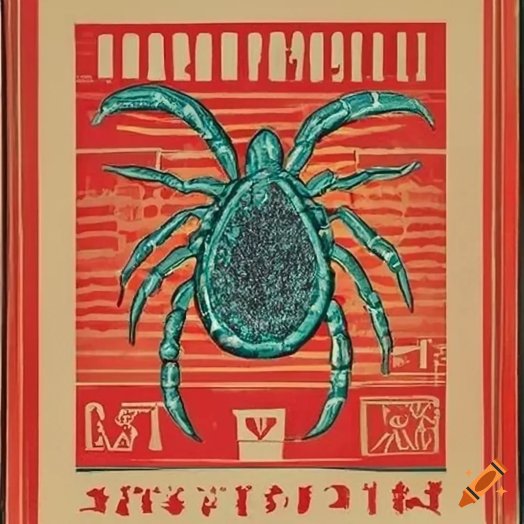 Vintage propaganda poster for worker safety against ticks with bold ...